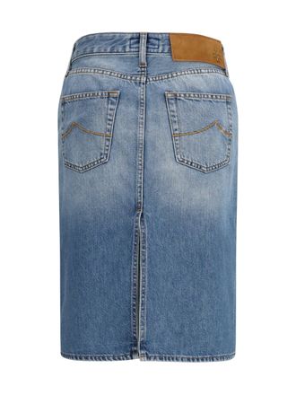 Jacob Cohen Womens Denim Midi Skirt Medium Blue Cotton