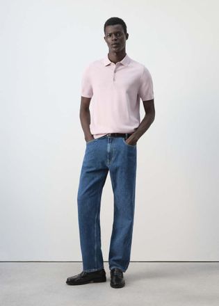 Mango Polo 100 % coton maille fine rose clair - Homme - XXL - MANGO MAN