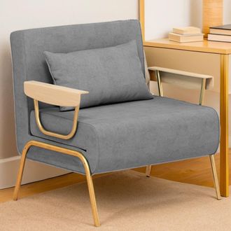 Generic Schlafsofa Klappbar Mit Bettfunktion Schlafsessel 3 In 1 Mit 6-stufig Verstellbarer Rückenlehne Abnehmbare Jacke Mit Reißverschluss Freizeit-Chaiselou