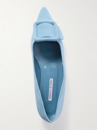 Manolo Blahnik Chaussures Plates À Bouts Pointus En Daim À Boucles Maysale - Bleu