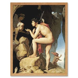 Fine Art Prints Ingres &Ouml;dipus Sphinx Griechischer Mythos Gerahmter Druck 30x40 cm
