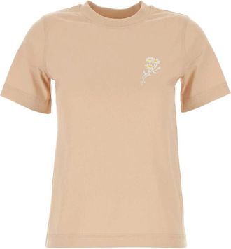 Burberry Femme, Tops, Rose, Taille: 36 FR T-shirt en coton p&ecirc;che