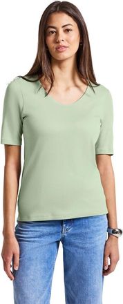 Street One Damen A317666 T-Shirt in Unifarbe, Soft Jade Green, 36