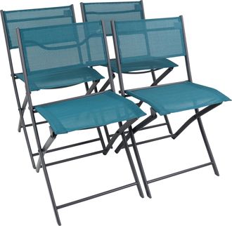 VCM 4er Set Gartenstuhl | Balkonstuhl klappbar | Ma&szlig;e ca. H. 79 x B. 45 x T. 46 cm | Campingstuhl | Gartenm&ouml;bel - Sumila T&uuml;rkis