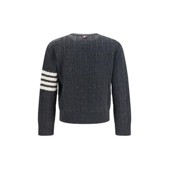 Thom Browne Anchor Intarsia Merino Wool Sweater - Gray