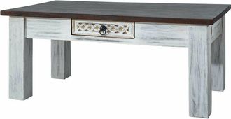 Massivmoebel24 Couchtisch Mango / Akazie 110x60x45 wei&szlig; gewachst castle-antik 245