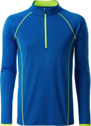 James & Nicholson Herren Mens Sportsshirt Longsleeve T-Shirt, Blau (Bright-Blue/Bright-Yellow), X-Large