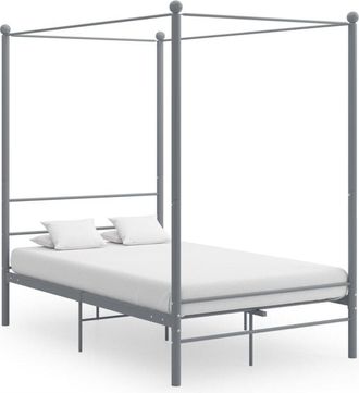 vidaXL Cadre de lit &agrave; baldaquin sans matelas gris m&eacute;tal 120x200 cm Vidaxl