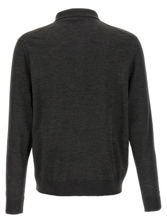 Kiton Wool Knit Half-Zip Polo Shirt - Charcoal