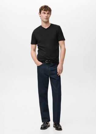Mango T-shirt 100 % coton col V slim-fit noir - Homme - XXL - MANGO MAN