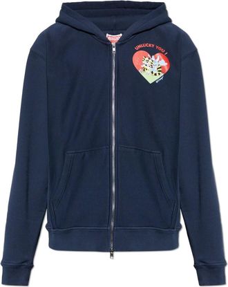 Kenzo Homme, Sweatshirts et sweats &agrave; capuche, Bleu, Taille: XL SweaT-shirt zipp&eacute; imprim&eacute;