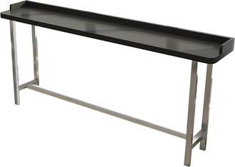 Generic Bartisch Schwarz Massivholz Stehtisch Schmiedeeisengestell Dicke Tischplatte Seitenteile an DREI Seiten Abgerundete Kanten Balkontisch für Küche, Wohn