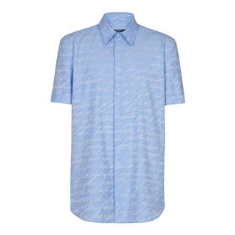 Balmain Homme, Chemises, Bleu, Taille: S Chemise en jacquard &agrave; motif &laquo; Lettre damour &raquo;