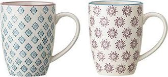 Bloomingville Tasses avec poignée Patrizia - Tasses à thé Tasse à café pour Le Bureau et la Maison, Cadeau sain ø 8 x H 10 cm, Bleu Lavande, Céramique, Lot de 2, Ca