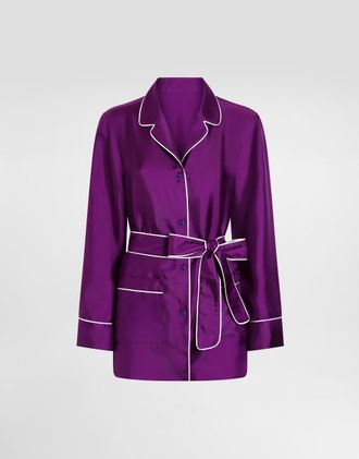 Dolce & Gabbana Silk Twill Vanity Shirt - Frau Blusen Und Tops Purple 52