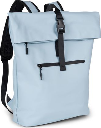 styleBREAKER Unisex Rucksack Wasserfest in Seesack Optik, Backpack Einfarbig, Rei&szlig;verschluss, Schnalle, Laptop Fach 02012408, Farbe:Hellblau