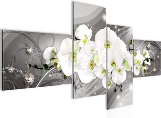 Runa Art Bild Modern Blumen Orchidee - Made in Germany - Wandbilder Abstrakt Grau 4 Teilig 006142b