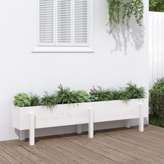 vidaXL Vidaxl - Lit sur&eacute;lev&eacute; de jardin blanc 160x30x38 cm bois de pin massif