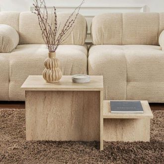 Pier Import Pier Import - Table basse moderne effet travertin - 2 niveaux marfa