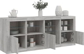 vidaXL Vidaxl - Buffet avec lumières led sonoma gris 164x37x67 cm