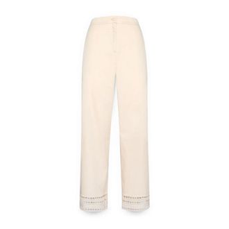 Elena Miro Hose aus Baumwollmischung mit Spitze - - Trousers - Damen - Beige - M