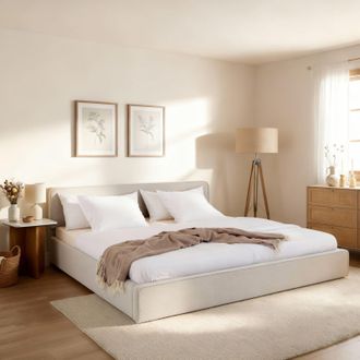 IDIMEX LATINI Polsterbett mit h&ouml;henverstellbarem Kopfteil, 180x200 cm, Cremewei&szlig;- Doppelbett inklusive Lattenrost, ideal f&uuml;r zwei Personen, Bettgestell stabi