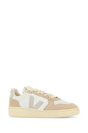 Veja Womens Two-Tone Leather And Suede V-82 Sneakers Whitenaturalalmond