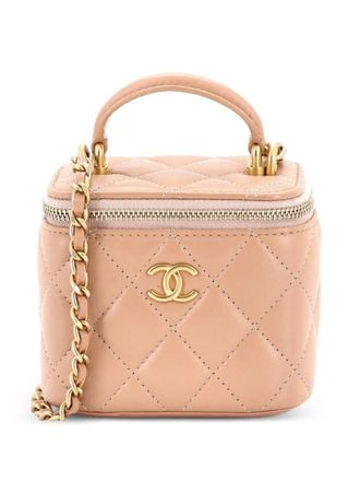 Chanel trousse de toilette matelass&eacute;e &agrave; bride en cha&icirc;ne - Tons neutres