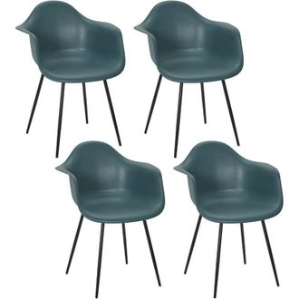 The Home Deco Factory Fauteuil Gustav Bleu - Lot De 4