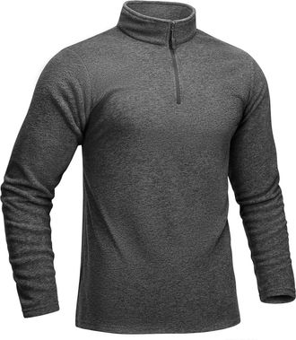 KEFITEVD Pullover Herren Half Zip Langarmshirt Atmungsaktiv Sweatjacke Ohne Kapuze Warmer Fleece Pullover Herren Dunkelgrau 3XL