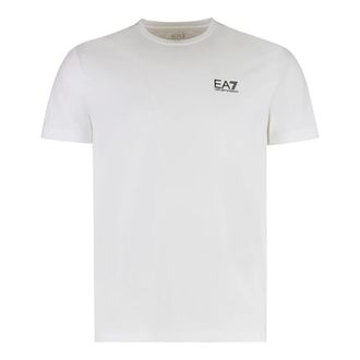 Emporio Armani Emporio Armani Ea7, Homme, Tops, Blanc, Taille: L T-shirt en Coton avec Logo Contrastant