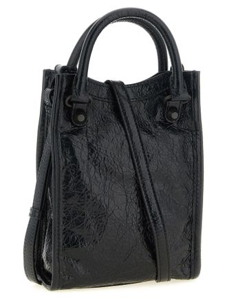 Balenciaga Wrinkled Lambskin Top Handle Bag - Black