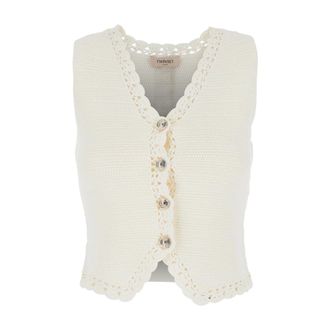 Twinset Femme, Vestes, Blanc, Taille: 40 FR Gilet