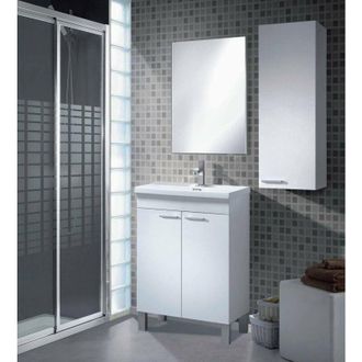 Dmora Colonne de salle de bains Torrance, Meuble colonne pour salle de bain avec 1 porte, Armoire murale suspendue avec 1 étagère, cm 30x25h85, Blanc