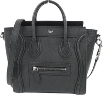 Celine Pre-owned Luggage Nano Shopper Calf Handbag - Femme - Pre-owned - Noir - Taille: ONE Size
