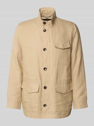 Bugatti Leinenjacke mit Stehkragen und Pattentaschen