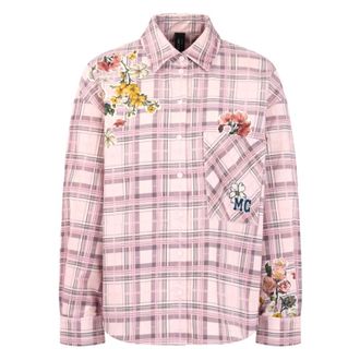 Marc Cain Cord-Bluse mit Karodesign und Blumen - - Blouses & Shirts - Damen - Rosa - XL