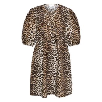 Ganni Kleid mit Leopardenmuster aus Baumwolle - - Dresses - Damen - Braun - S