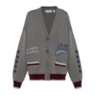 Off-white Wollstrickjacke mit Taschen - - Knitwear - Damen - Grau - L