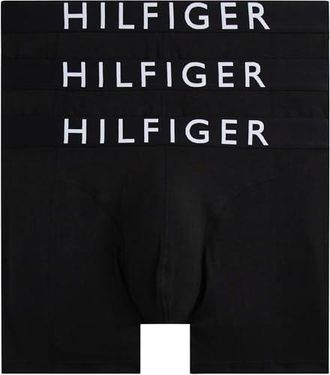 Tommy Hilfiger Boxers Longs Lot de 3 Homme avec Ceinture &agrave; Motif Logo, Noir (Black/Black/Black), M