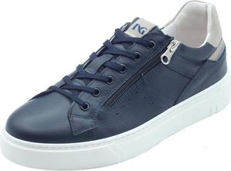 Nero Giardini E601130U Dollar Bleu Baskets de Sport pour Homme en Cuir Bleu avec &Eacute;clair, bleu, 44 EU