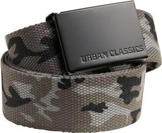 Urban Classics Mixte Canvas Belts Ceinture Sangle en Toile Militaire Unisexe Ajustable Sans Trous Boucle M tal pour Homme et Fem, Mehrfarbig (Grey Camo/Black 01295),