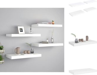 vidaXL Schwebende Wandregale 4 Stk. Weiß 50x23x3,8cm mdf - Schwebendes Wandregal - Wand Regal - Weißes Wandregal - Minimalistisches Wandregal - Wohnraumdeko