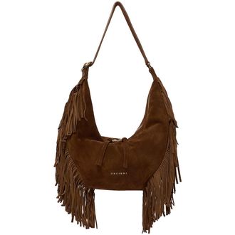 Orciani Sac Peach Fringe Small en daim marron