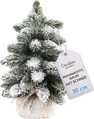 Creative Home Künstlicher Weihnachtsbaum mit Schnee | Tannenbaum Künstlich | 30 cm | Deko Christbaum Klein für Tisch Fensterbrett Büro | Innen, Außen | Geschenk Dek