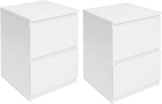 IDMarket Lot de 2 tables de chevet TOMI 2 tiroirs bois blanc