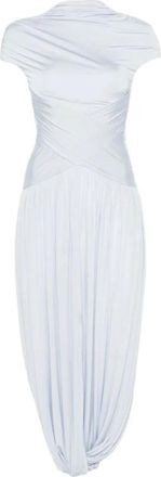 Self Portrait Femme, Robes, Bleu, Taille: 38 FR Ruffled Midi Dress