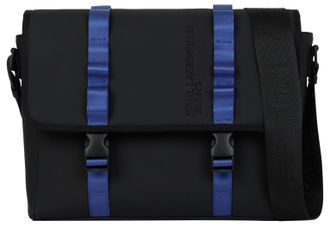 Karl Lagerfeld Mens, Coated PU Messenger, Black, One size