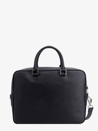Kiton Mens Leather Work Bag Black Laptop & Briefcases