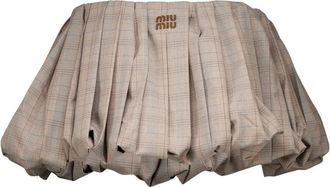 Miu Miu Plaid Puff Mini Skirt - - Skirts - Damen - Beige - M